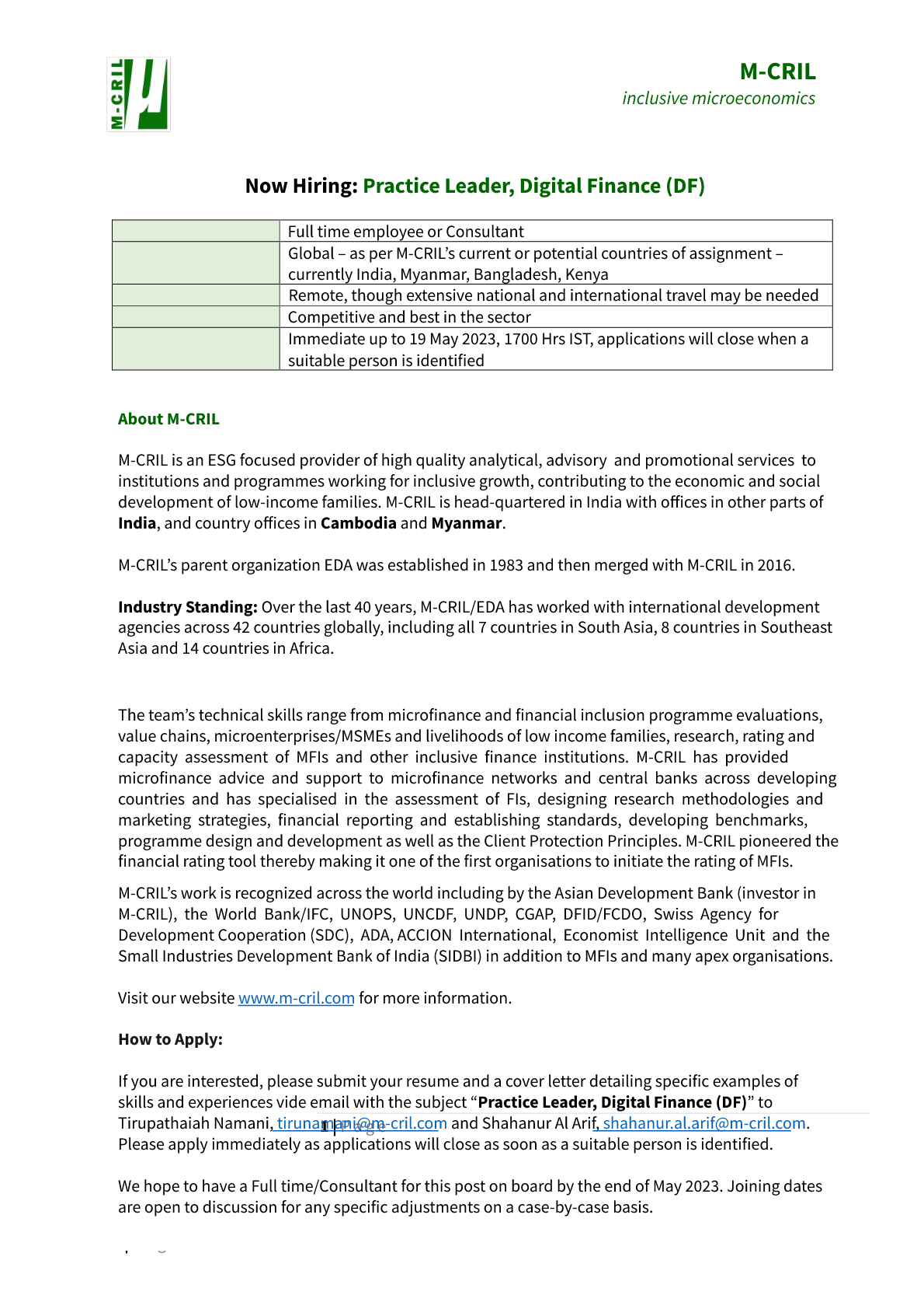 News – M-CRIL inclusive microeconomics